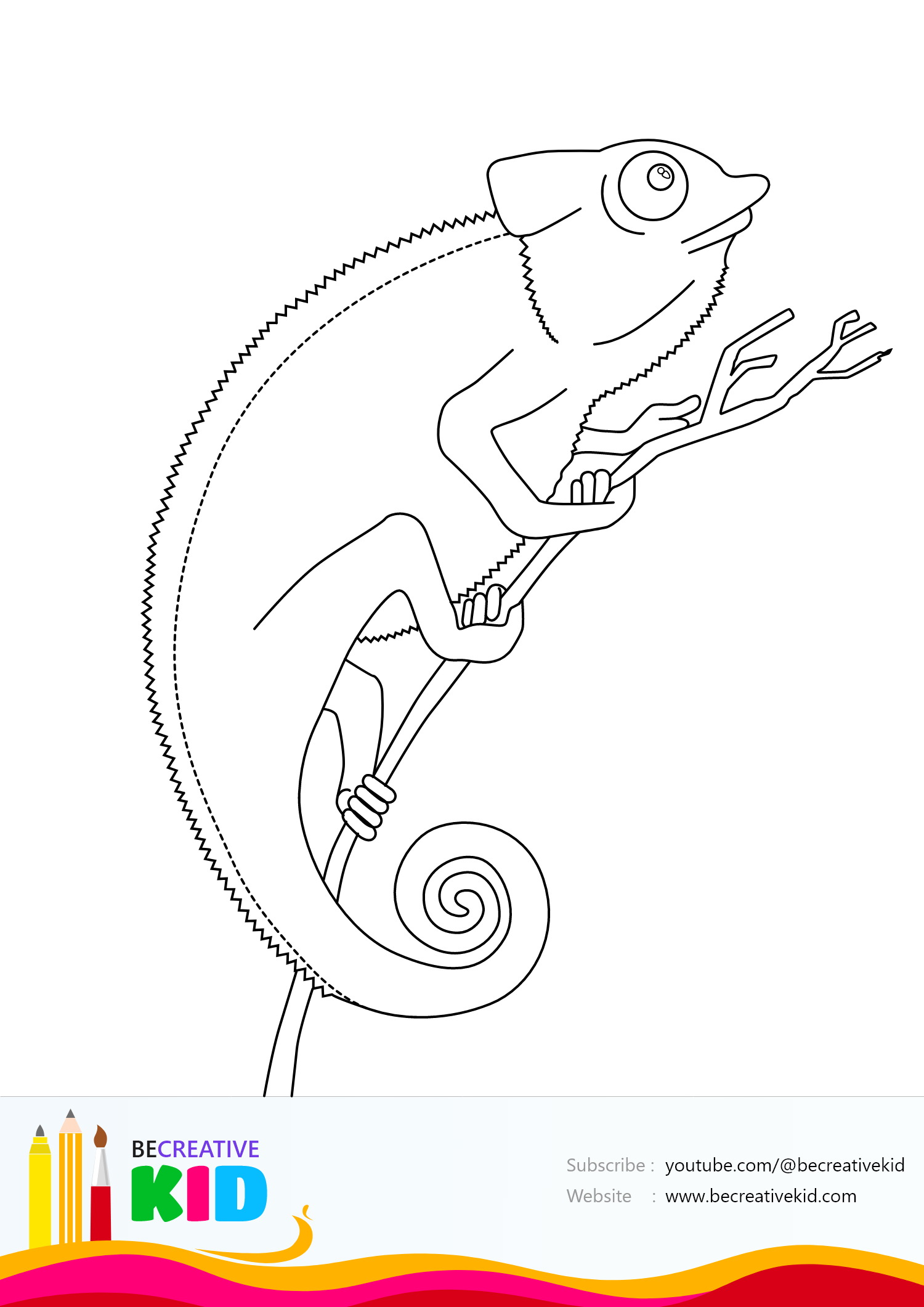 Free coloring page for coloring Chameleon pdf download and fill color - how