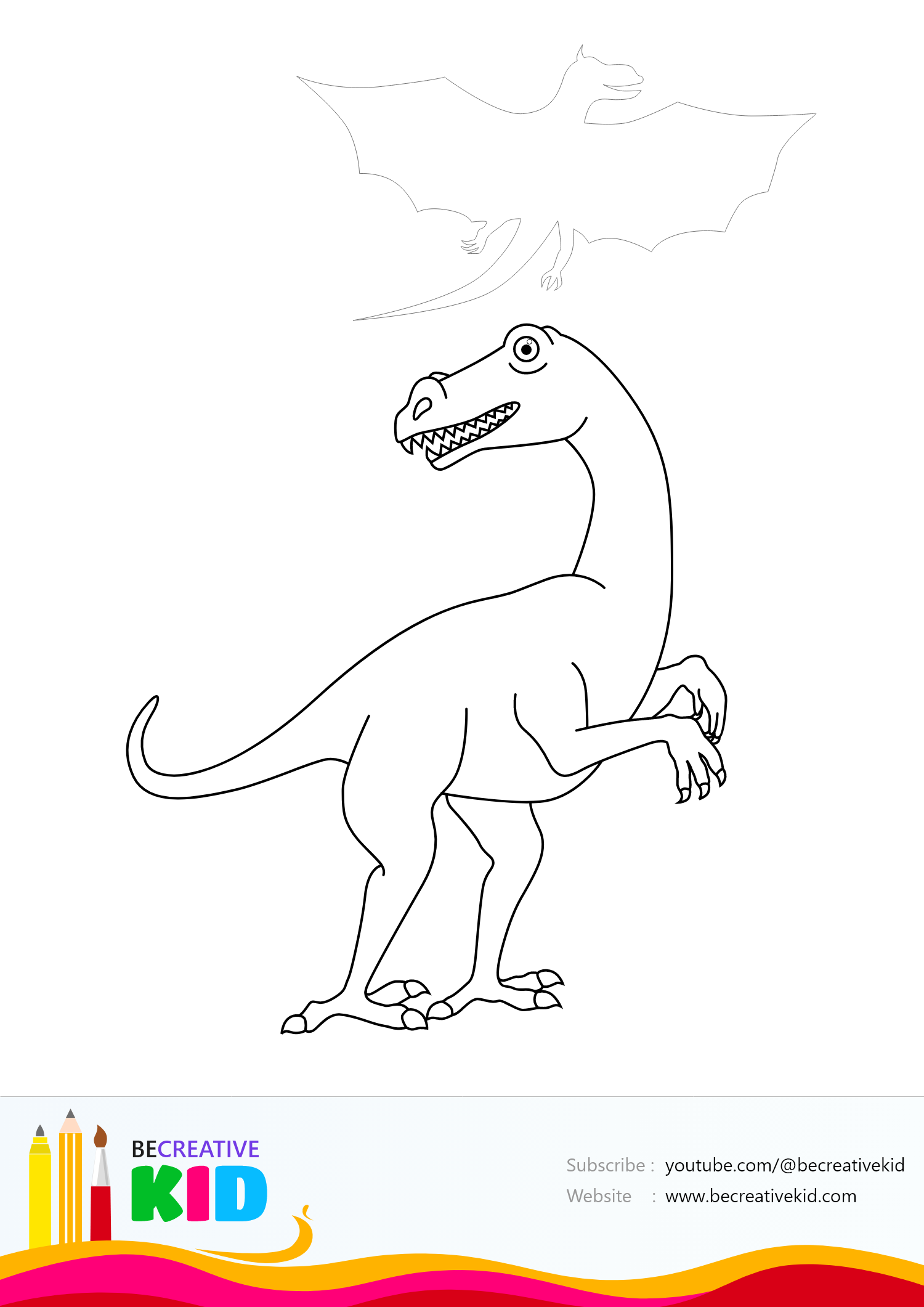 Free coloring page for coloring Dinosaur pdf download and fill color - how