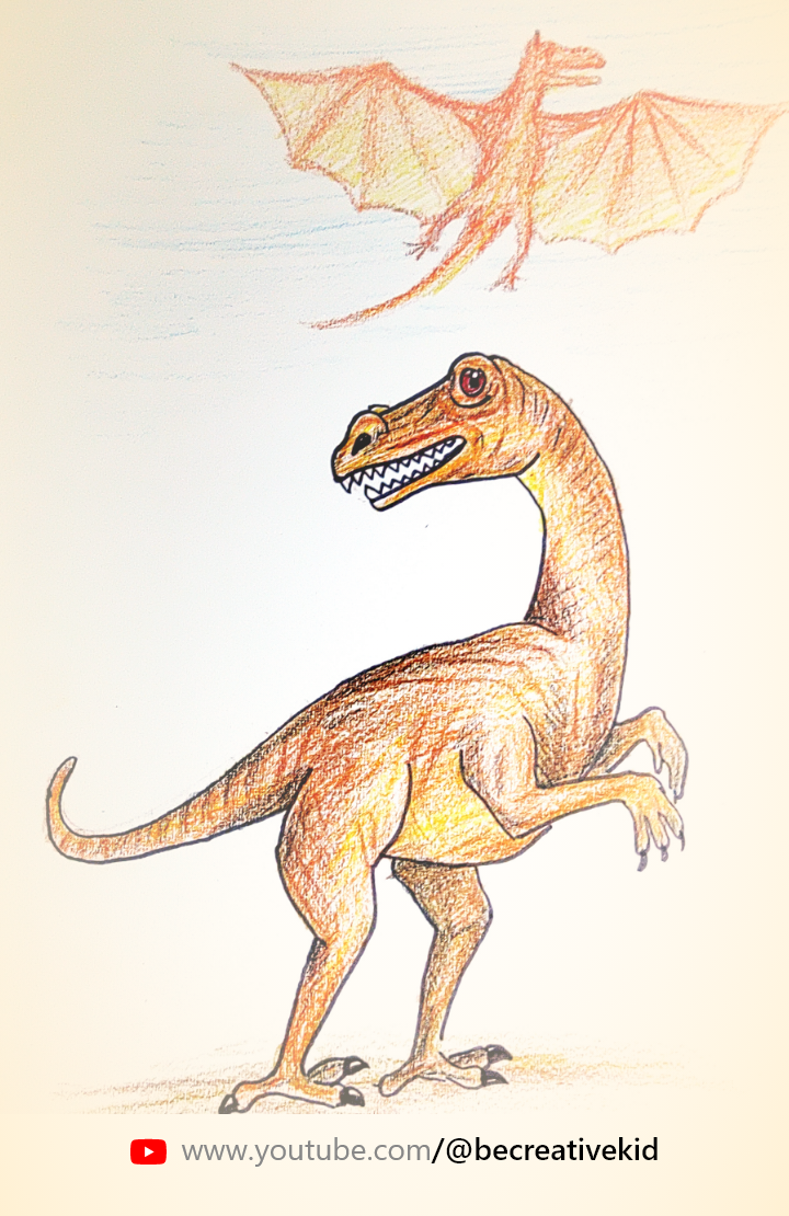 Free coloring page for coloring Dinosaur pdf download and fill color - how