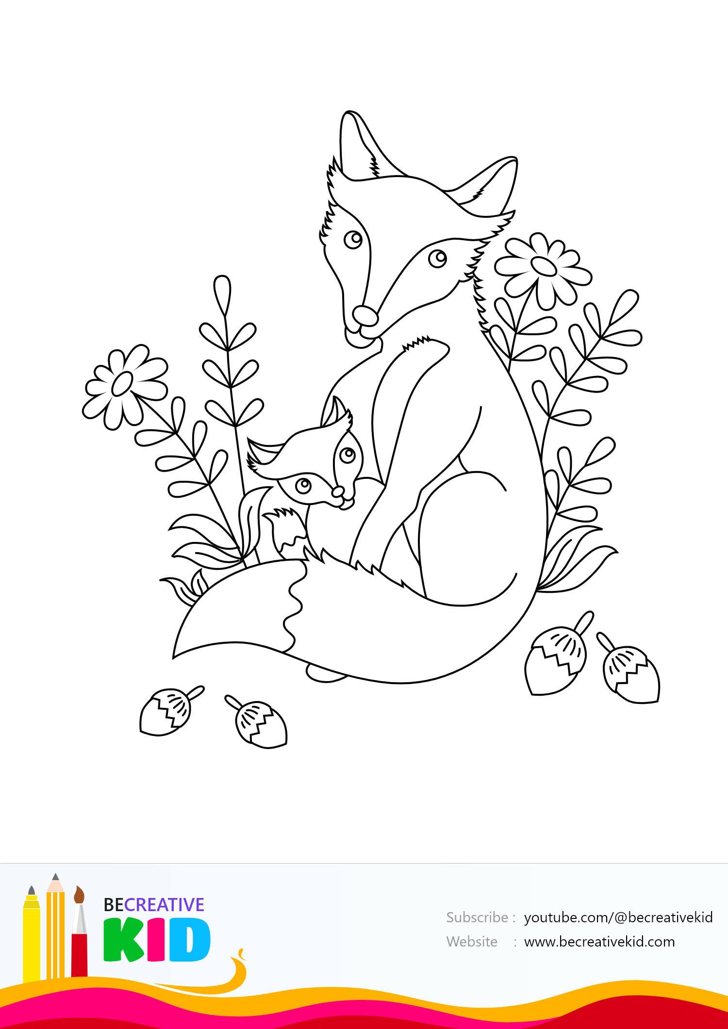 Download Free coloring pages for coloring Fox pdf download and fill color
