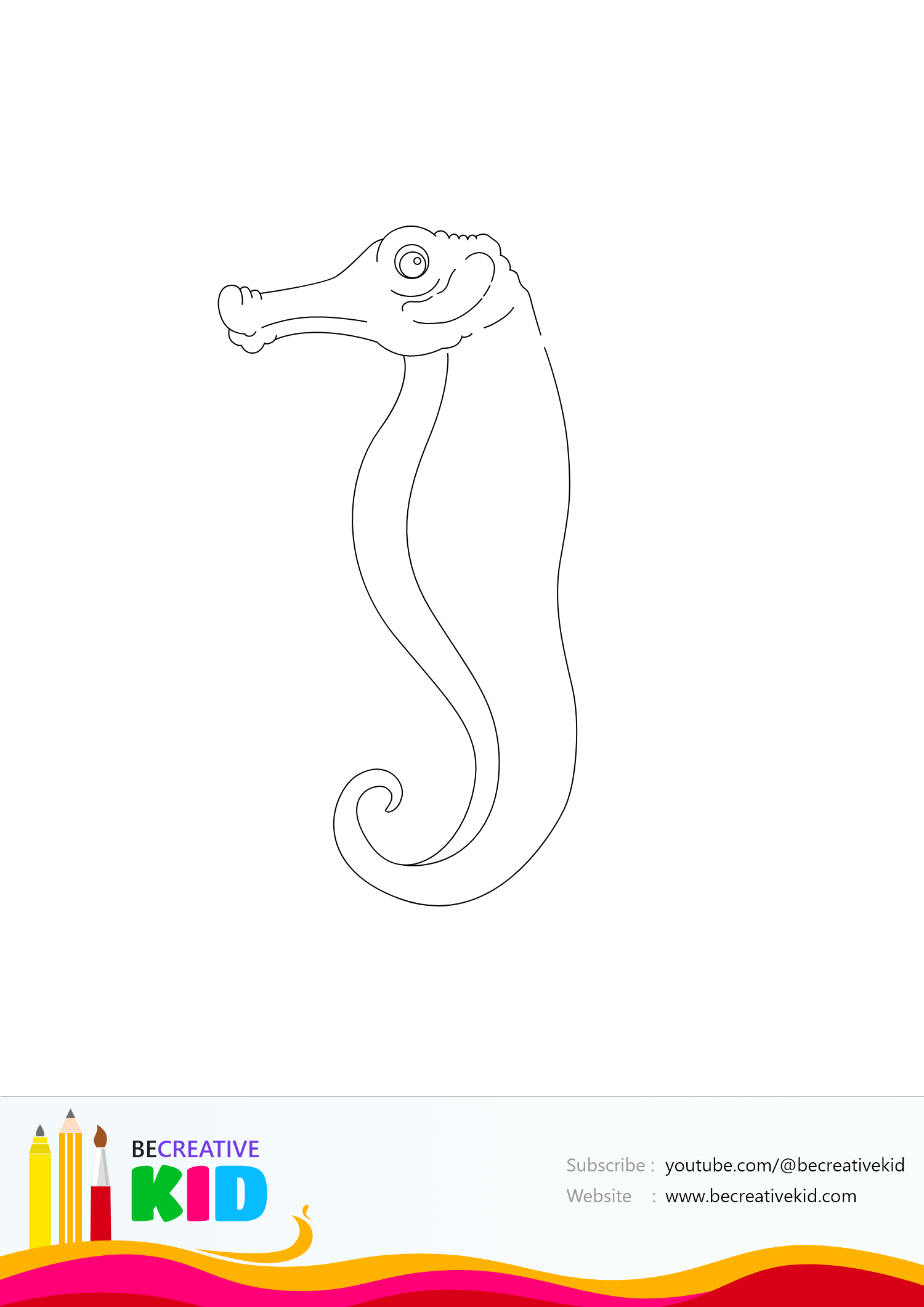 How to draw seahorse and coloring seahorse drawing art pdf download to fill